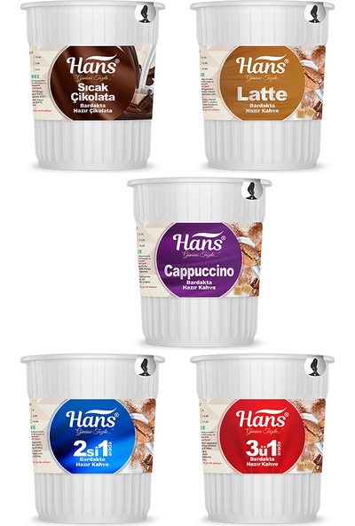 Hans Bardakta Hazır Kahve Deneme Paketi Mix 5 'li Hans Bardakta Hazır Kahve Deneme Paketi Mix 5 'li