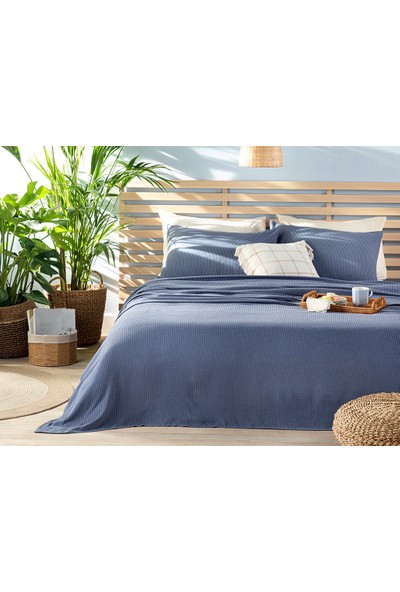 English Home Cool Stripe Soft Touch King Size Pike Seti 220X240 cm Lacivert English Home Cool Stripe Soft Touch King Size Pike Seti 220X240 cm Lacivert