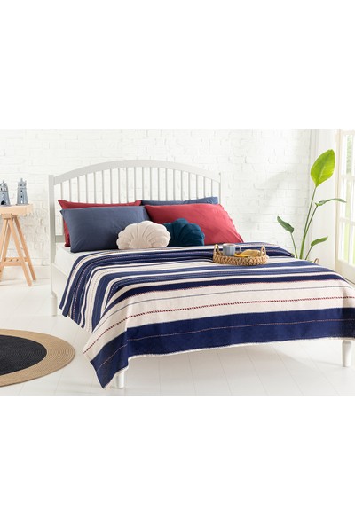 English Home Rope Marine Baskılı Çift Kişilik Pike 200X220 cm Lacivert