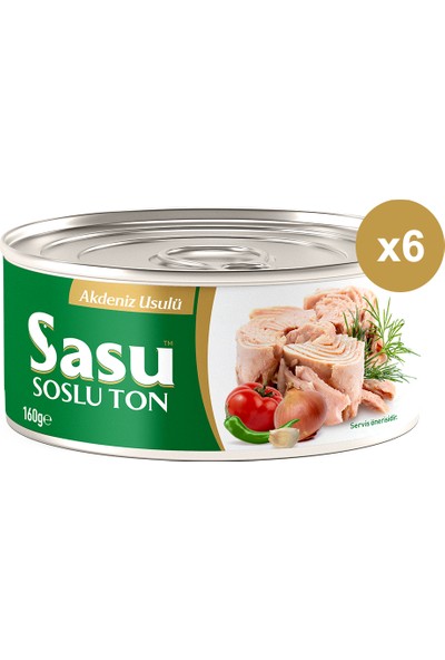 Sasu Akdeniz Usulü Ton Balığı 6X160G Bütün Dilim