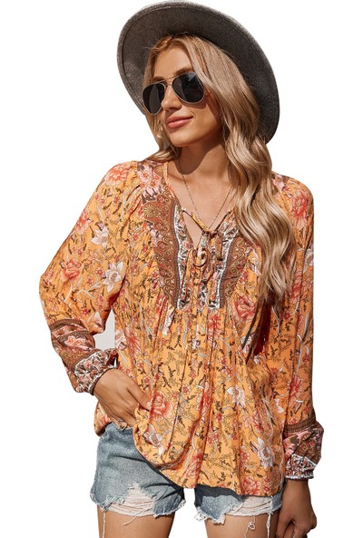 Gogoo Etnik Baskılı Bluz