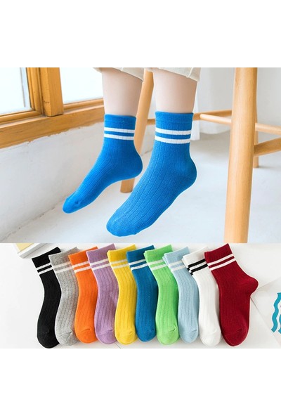 Bgk 10 Çift Çocuk Çember Desenli Soket Çorap