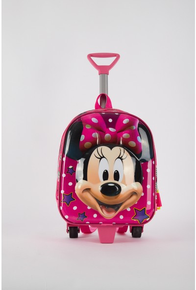 Ak Çanta Anaokulu Çocuk Valiz Sırt Çantası Çekçekli 2in1 Mini Fare Abs Ön Yüzey 5d Boyutlu Su Geçirmez Pembe
