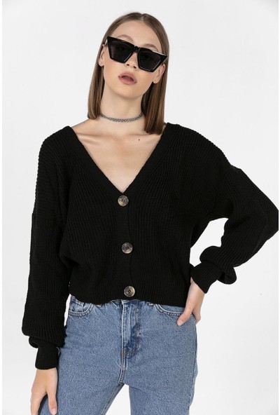 Şimal Kadın V Yaka Düğmeli Triko Hırka