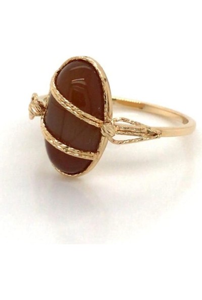 Berk Mücevherat Kırmızı Taşlı 14 Ayar Altın Yüzük Sarı - 0-25