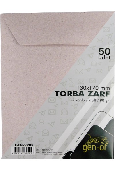Gen-Of Torba Zarf 13X17 cm Kraft 90 gr Silikonlu 50'li