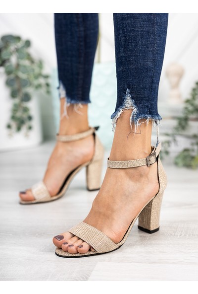 Ayakkabı Havuzu Topuklu Ayakkabı - Altın Simli - Ayakkabı Havuzu