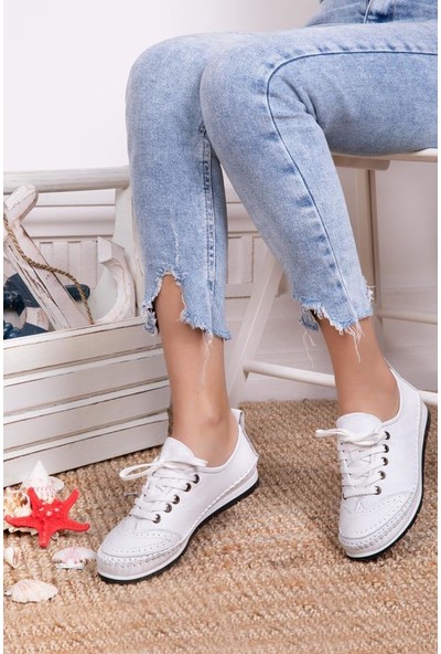 Tarçın Deri Günlük Kadın Babet Ayakkabı TRC116-0061