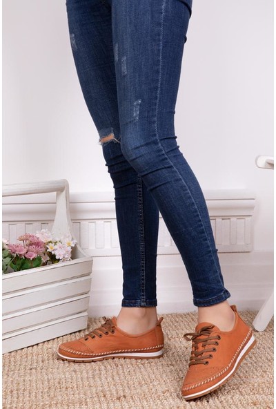 Tarçın Deri Günlük Kadın Babet Ayakkabı TRC116-0061