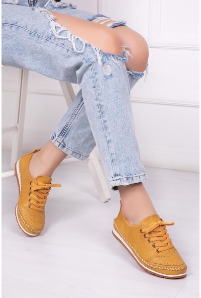 Tarçın Deri Günlük Kadın Babet Ayakkabı TRC116-0061