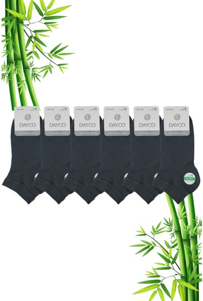 Dayco Bambu Erkek Premium Patik Füme Çorap 6'lı Set
