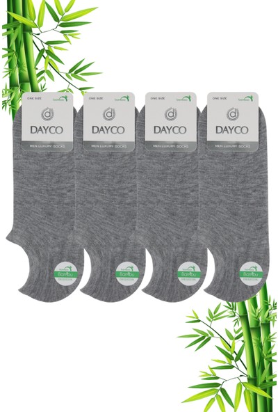 Dayco Premium Bambu Sneakers Görünmez Spor Çorap 4'lü Gri Melanj