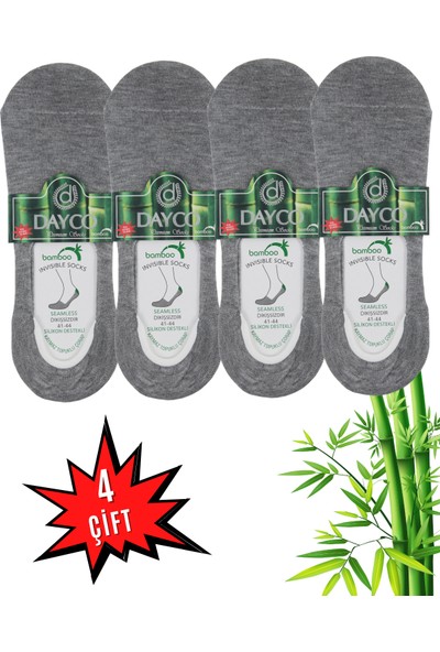 Dayco Erkek Bambu Premium Babet Çorap 4'lü Set Gri Melanj