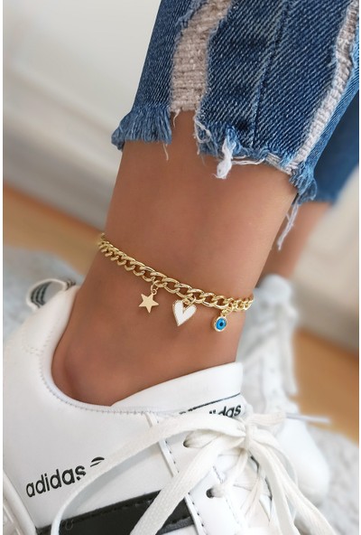 ÇLK Accessories Mineli Kalp Figür Zincir Halhal TRHALHAL4090