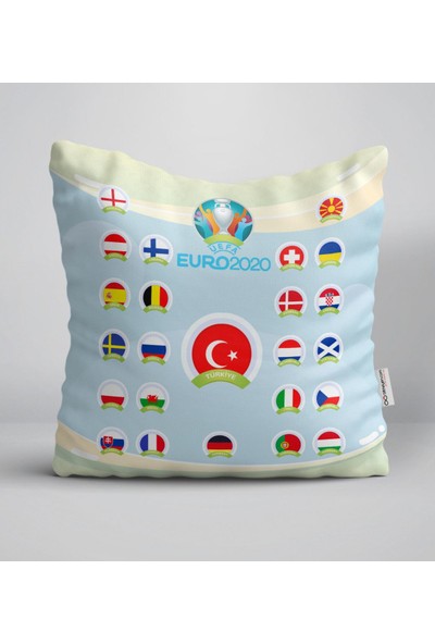 Bk Gift Euro 2020 Özel Tasarım Beyaz Yastık-5
