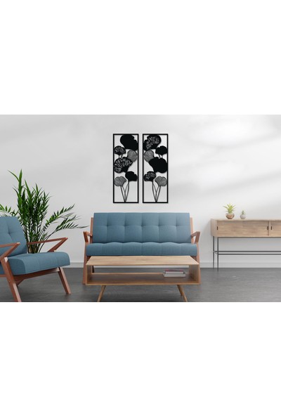 Ginkgo Ağacı Yaprakları 2 Li Set Metal Tablo - Makel Concept