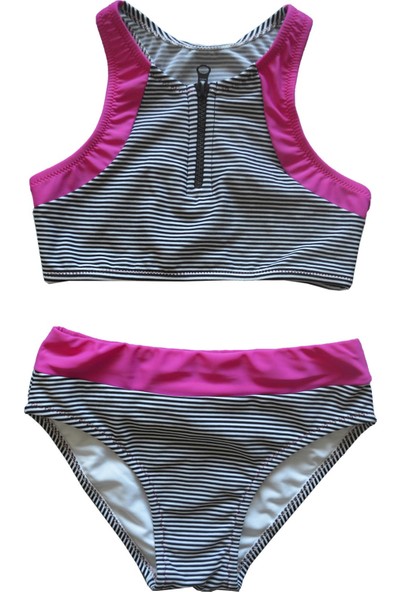 Endeep Genç Kız Fermuar Detaylı Siyah Bikini Takımı