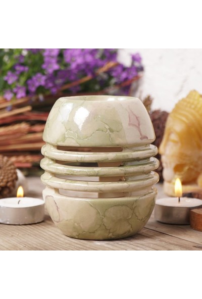 Mitr Dekoratif Silindir Seramik Buhurdanlık (Yeşil)
