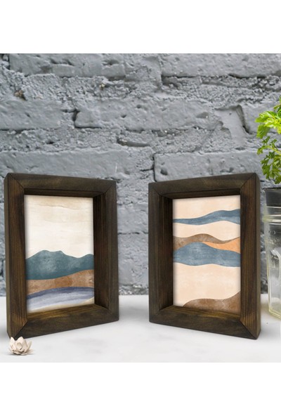 Bk Gift Dekoratif 2'li Doğal Masif Ahşap Çerçeve 15X20CM-37