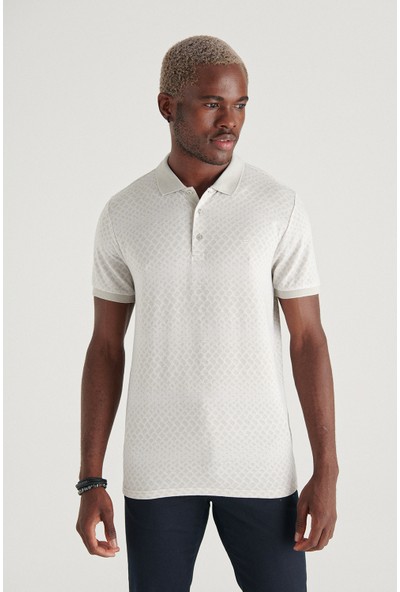 AVVA Erkek Taş Polo Yaka Jakarlı Slim Fit T-Shirt A11Y1205 AVVA Erkek Taş Polo Yaka Jakarlı Slim Fit T-Shirt A11Y1205