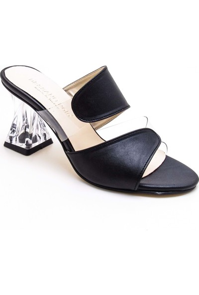Bulut Ayakkabı Siyah Kadın Şeffaf Topuk ve Deri Günlük Abiye Terlik - Siyah - 38 Bulut Ayakkabı Siyah Kadın Şeffaf Topuk ve Deri Günlük Abiye Terlik - Siyah - 38