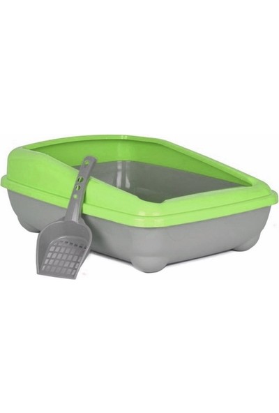 Asilsen Aspet Kedi Tuvalet Kum Kabı 50/37/13.5 cm Yeşil + Kürek Hediye Asilsen Aspet Kedi Tuvalet Kum Kabı 50/37/13.5 cm Yeşil + Kürek Hediye