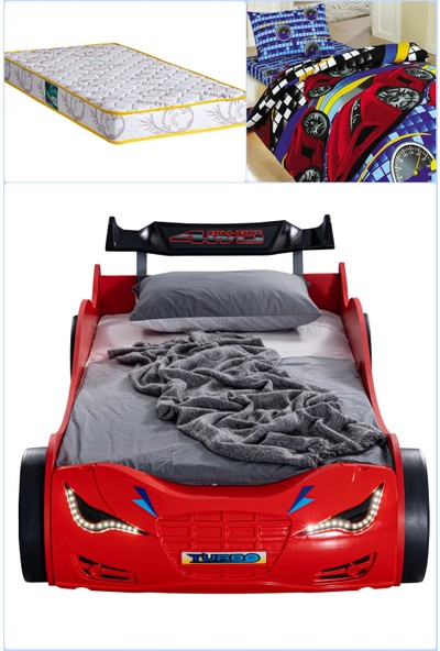 Setay Süpers Rüzgarlıklı Arabalı Yatak, Kırmızı + 1 Adet Comfort Yatak + Nevresim