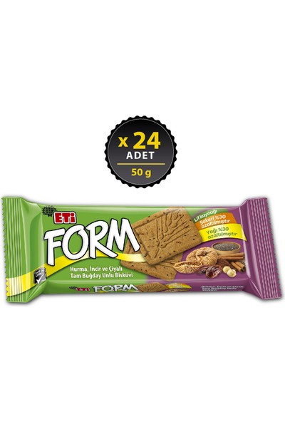Eti Form Hurma, İncir Ve Çiyalı Bisküvi 50 g x 24 Adet