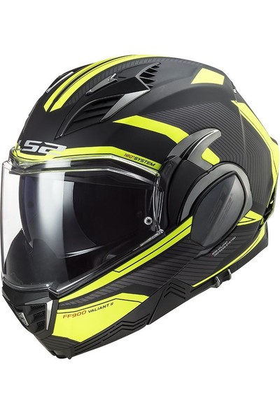 LS2 Valiant 2 Revo Mat Siyah-Neon Sari Kask