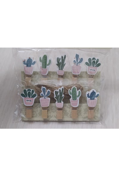 Apiko Shop 10 Adet Mini Dekoratif Ahşap Fotoğraf Mandalı Renkli Kaktüs Figürlü,(Jüt Ip Hediyeli) Apiko Shop 10 Adet Mini Dekoratif Ahşap Fotoğraf Mandalı Renkli Kaktüs Figürlü,(Jüt Ip Hediyeli)