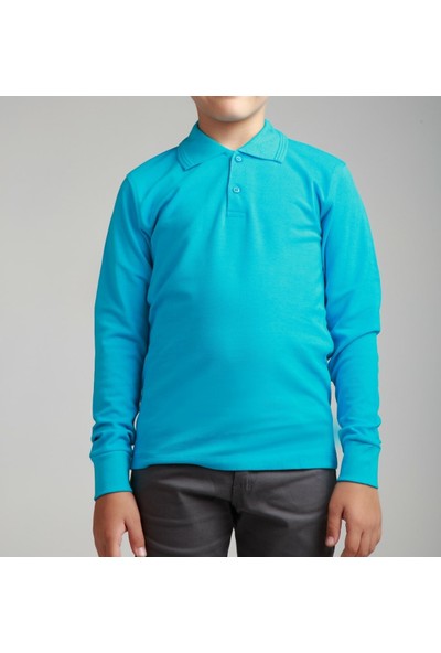 Nacar Çarşı Cocuk Polo Yaka Uzun Kol Turkuaz T-Shirt Nacar Çarşı Cocuk Polo Yaka Uzun Kol Turkuaz T-Shirt