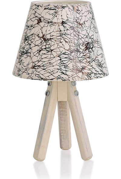 Art&Gift Beyaz Masif Ayaklı Tripod Abajur Kumaş Başlık