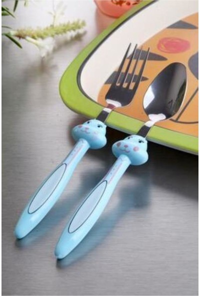 Ramdet Çocuk Çatak Kasık Seti Mavi 2'li Bebek Mama Seti Figürlü Çelik Çatal Kaşık Ramdet Çocuk Çatak Kasık Seti Mavi 2'li Bebek Mama Seti Figürlü Çelik Çatal Kaşık