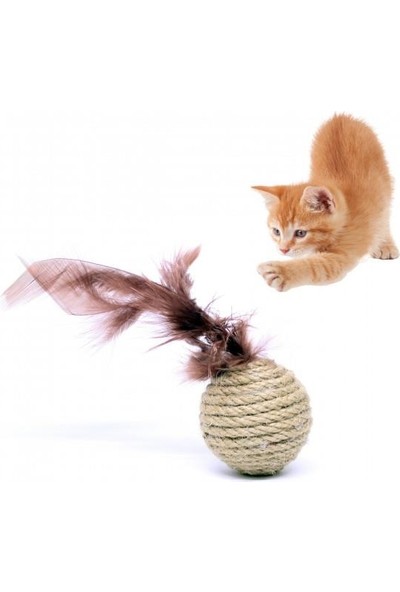 Petviya Tüylü Hasır Top Kedi Oyuncağı 5 cm