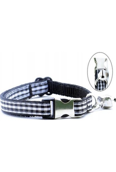 Petviya Kare Desenli, Metal Aksesuarlı ve Zilli Ayarlanabilir Kedi Boyun Tasması Petviya Kare Desenli, Metal Aksesuarlı ve Zilli Ayarlanabilir Kedi Boyun Tasması