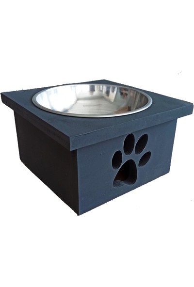 Woodenby Ahşap Çelik Kaseli Mama ve Su Kabı Tekli Küçük ve Orta Irk Köpeklere Özel