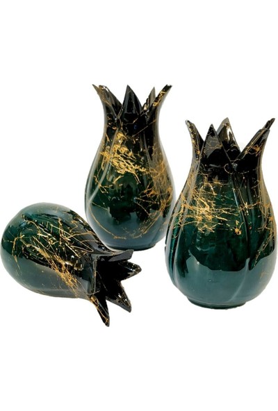 Ege 3'lü Çini Lale Vazo Seti