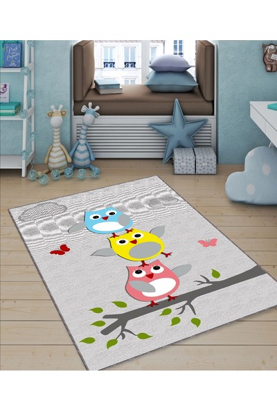 Showy Baby Renkli Baykuşlar Desenli Çocuk Odası Halısı Showy Baby Renkli Baykuşlar Desenli Çocuk Odası Halısı