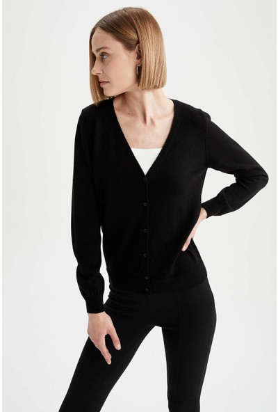 Defacto Düğmeli V Yaka Basic Hırka H1642AZ21AU