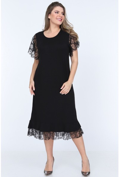 Modayız Etek Kol Dantel Büyük Beden Elbise 11C-0681