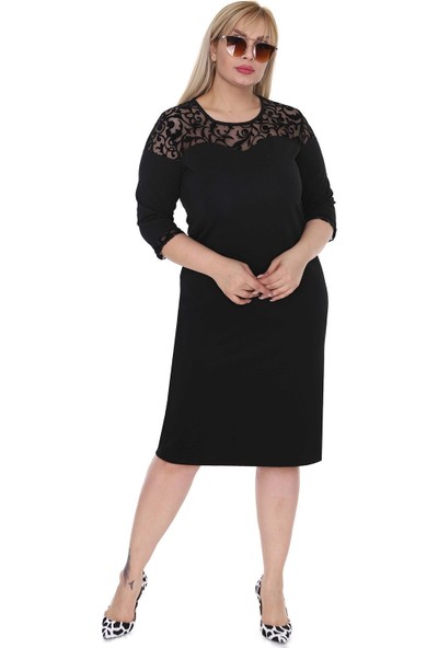 Modayız Roba Manşet Dantelli Büyük Beden Elbise 20L-0475
