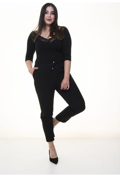 Modayız Siyah Kumaş Büyük Beden Pantolon 33E-1358 Modayız Siyah Kumaş Büyük Beden Pantolon 33E-1358