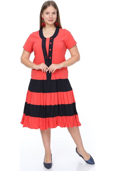 Modayız Eteği Kloş Yazlık Büyük Beden Elbise 15C-0881