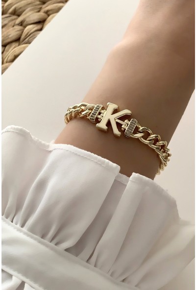 ÇLK Accessories Gold K Harf Bileklik TRBILEK7577 B34003