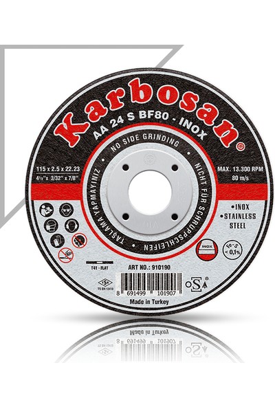 Karbosan Inox Metal Kesme Taşı 115 - 5 Adet (Ince Tip, Hassas Kesim) Karbosan Inox Metal Kesme Taşı 115 - 5 Adet (Ince Tip, Hassas Kesim)