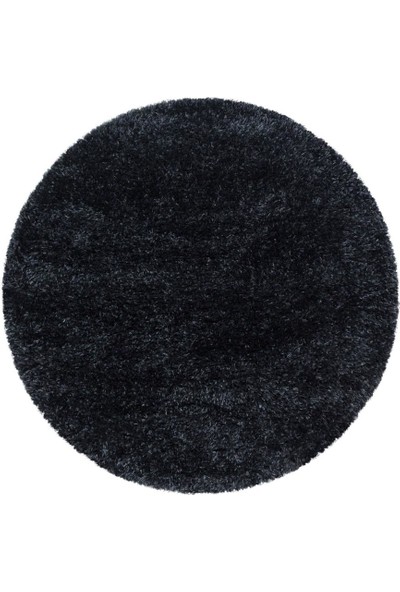 Ayyıldız Yuvarlak Yumuşak Parlak Dokuma Düz Shaggy Halı 5 cm Hav Pastel Siyah