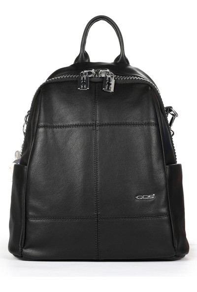 Ççs Soft Deri Kadın Sırt Çantası Siyah