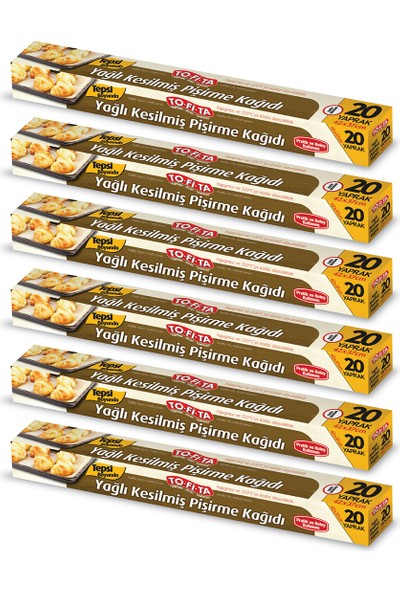 To-Fi-Ta Kesilmiş Yağlı Pişirme Kağıdı 20 Yaprak 6'lı Kutu Set To-Fi-Ta Kesilmiş Yağlı Pişirme Kağıdı 20 Yaprak 6'lı Kutu Set
