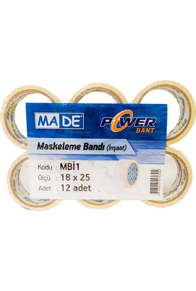 Made Maskeleme Bandı 18 mm x 25MT.(MADE) 12'li