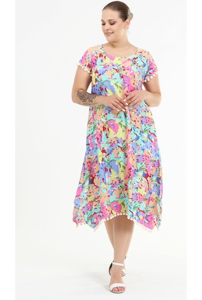 Likapa Yazlık Ponponlu Elbise 2656